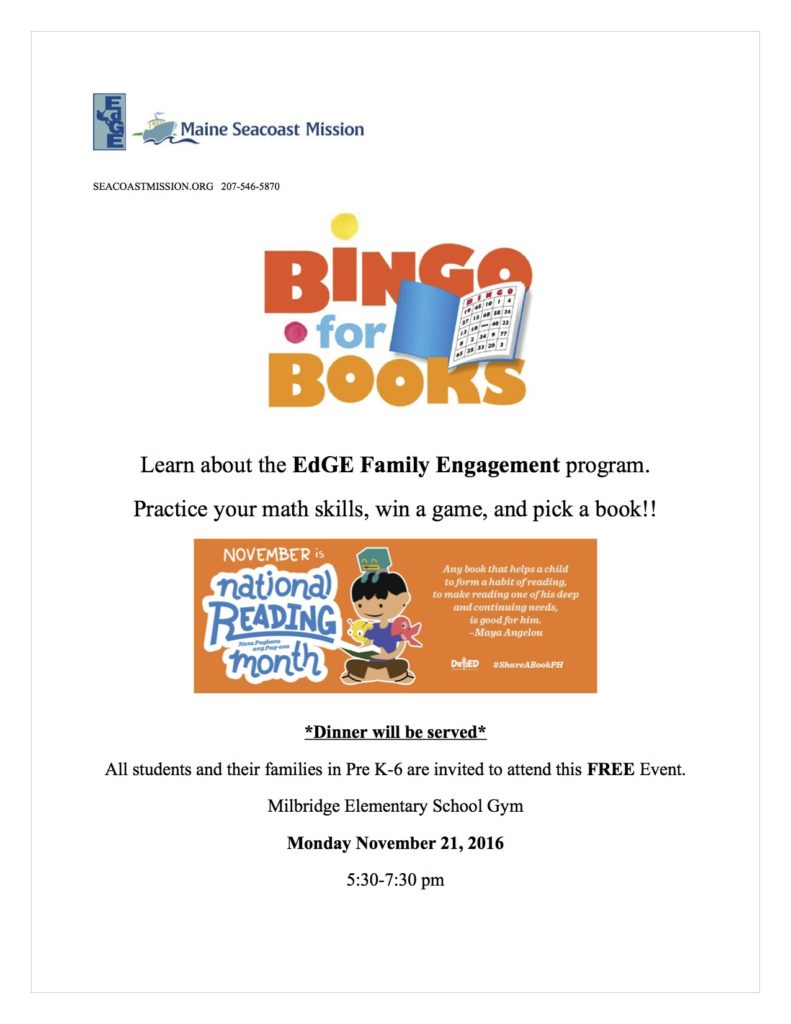 EdGE Family Engagement Program Reading Event, November 21 - Maine ...